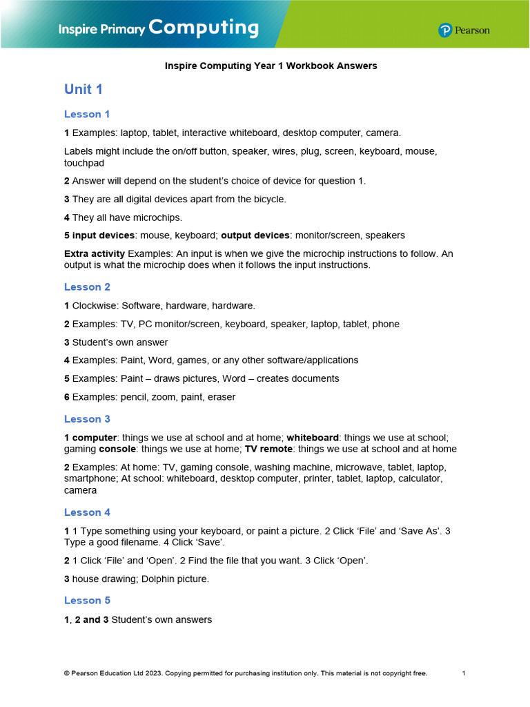 InspireComputing Y1 WB Answers | PDF | Tablet Computer | Laptop