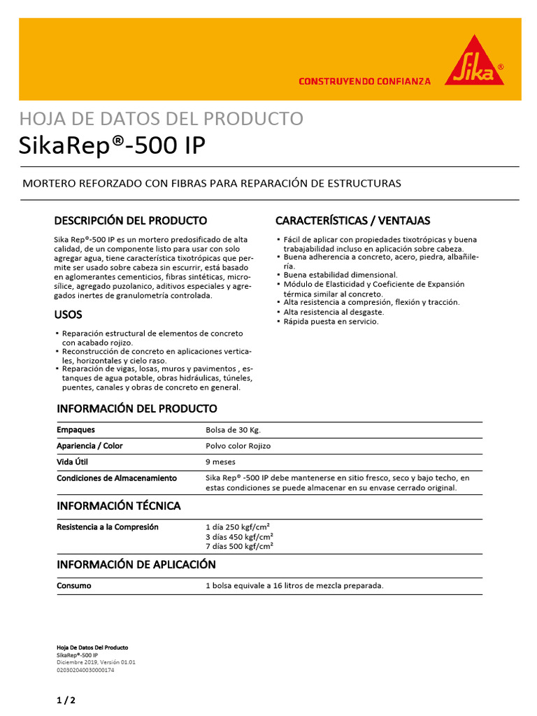 Sikarep - 500 Ip | PDF | Hormigón | Materiales