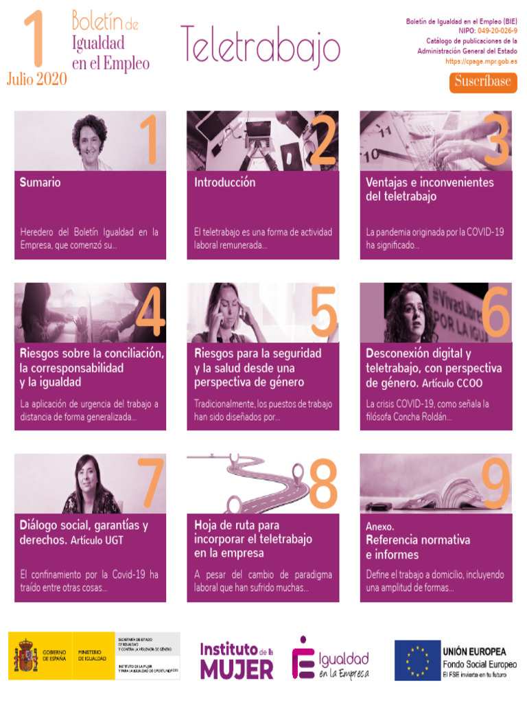 BIE 1 Teletrabajo | Descargar gratis PDF | Acoso sexual | Igualdad de género