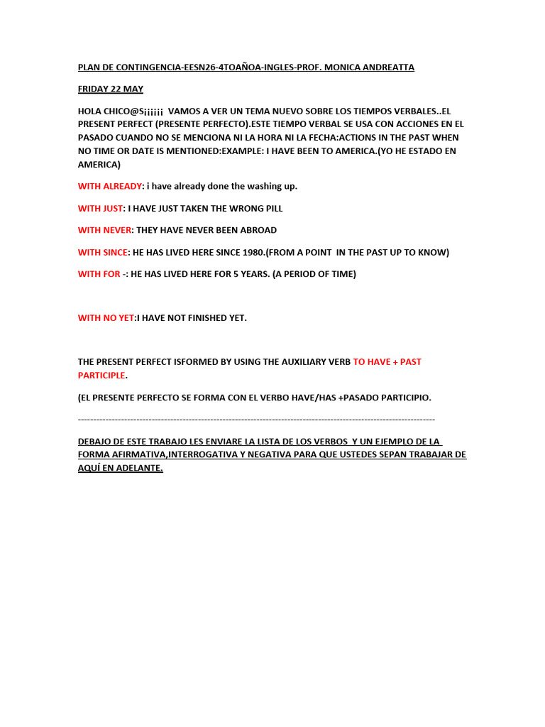 Understanding Present Perfect Tense | PDF | History