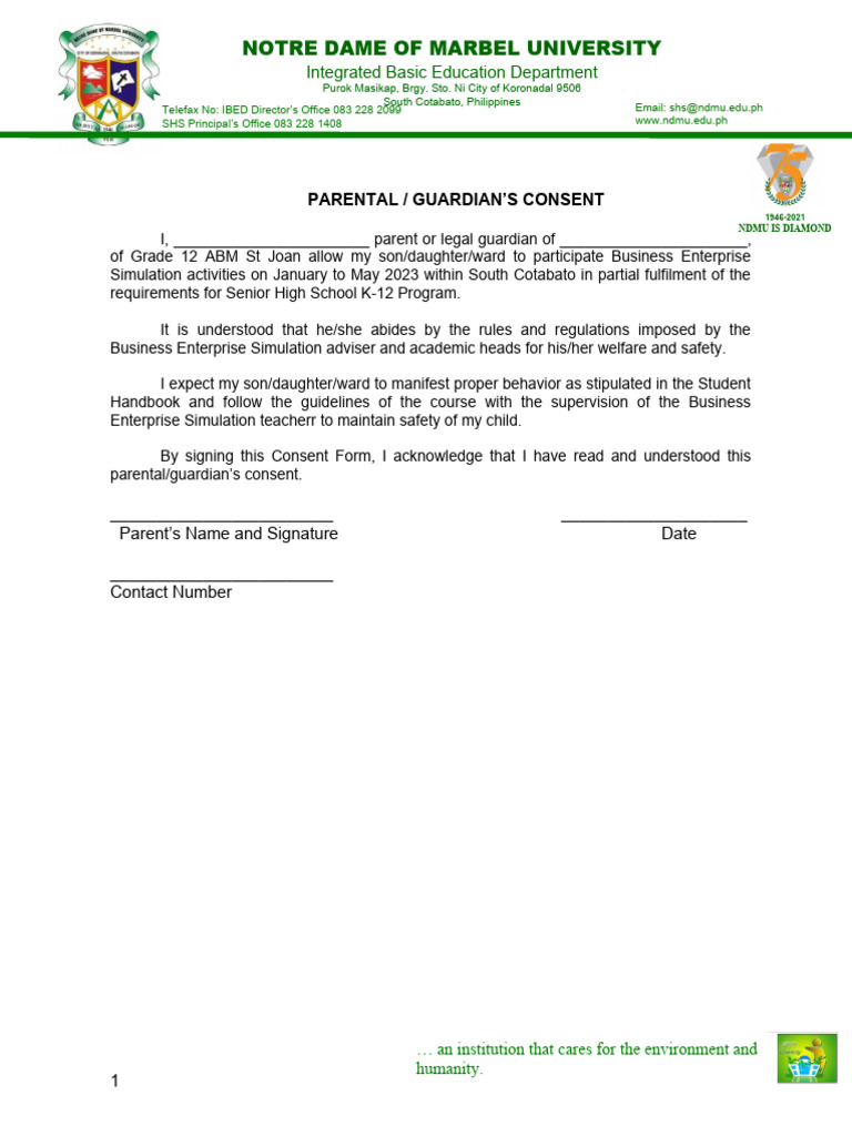 Parents Consent Form | PDF | Career & Growth