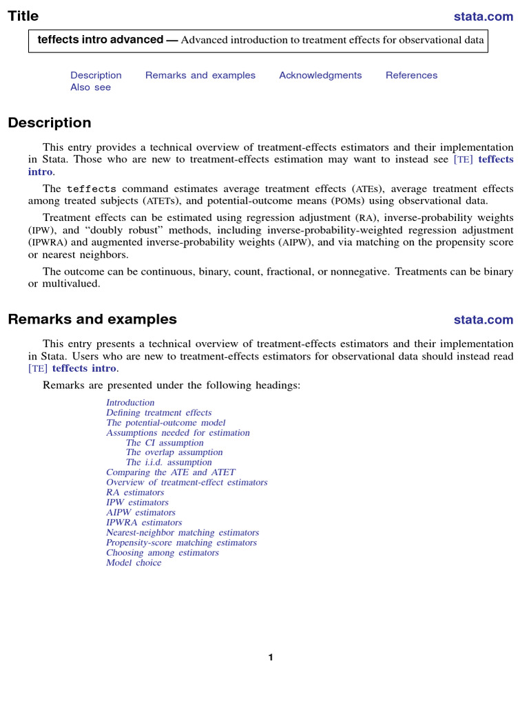 Teteffectsintroadvanced | PDF | Statistical Inference | Statistical Analysis
