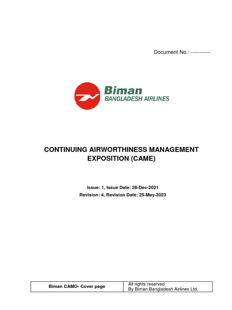Biman CAMO Manual | PDF | Aeronautics | Transport