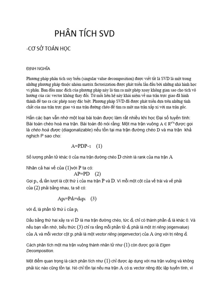 PHÂN TÍCH SVD | PDF