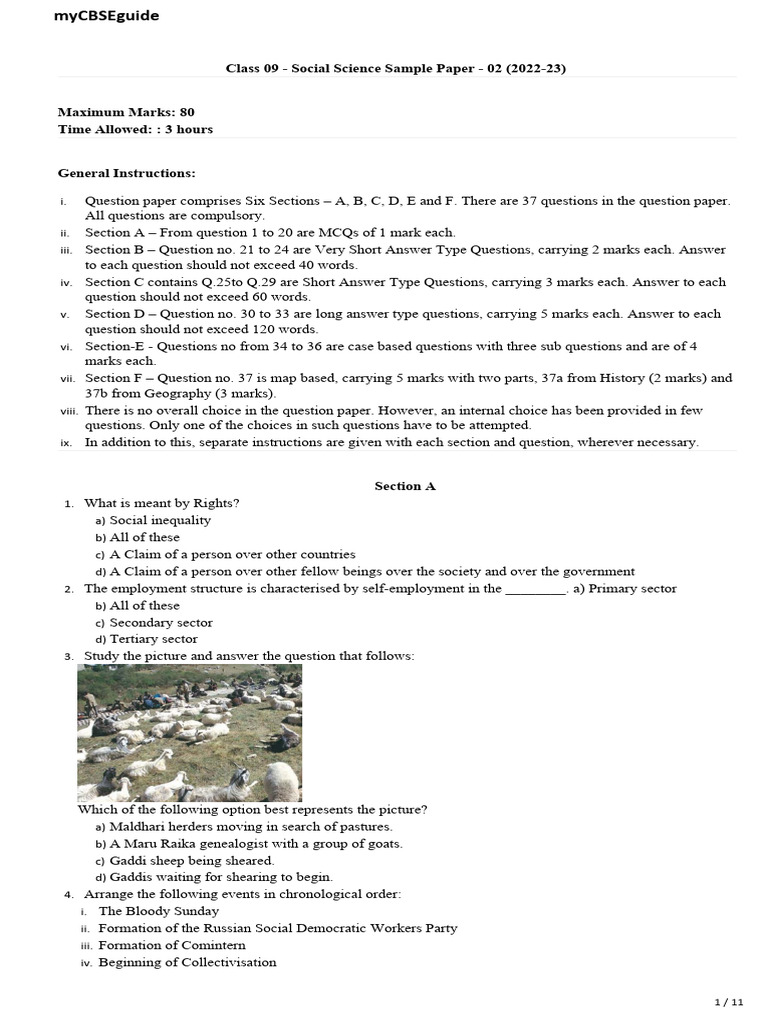 Sample Paper 9 2 | PDF | Wound | Monsoon