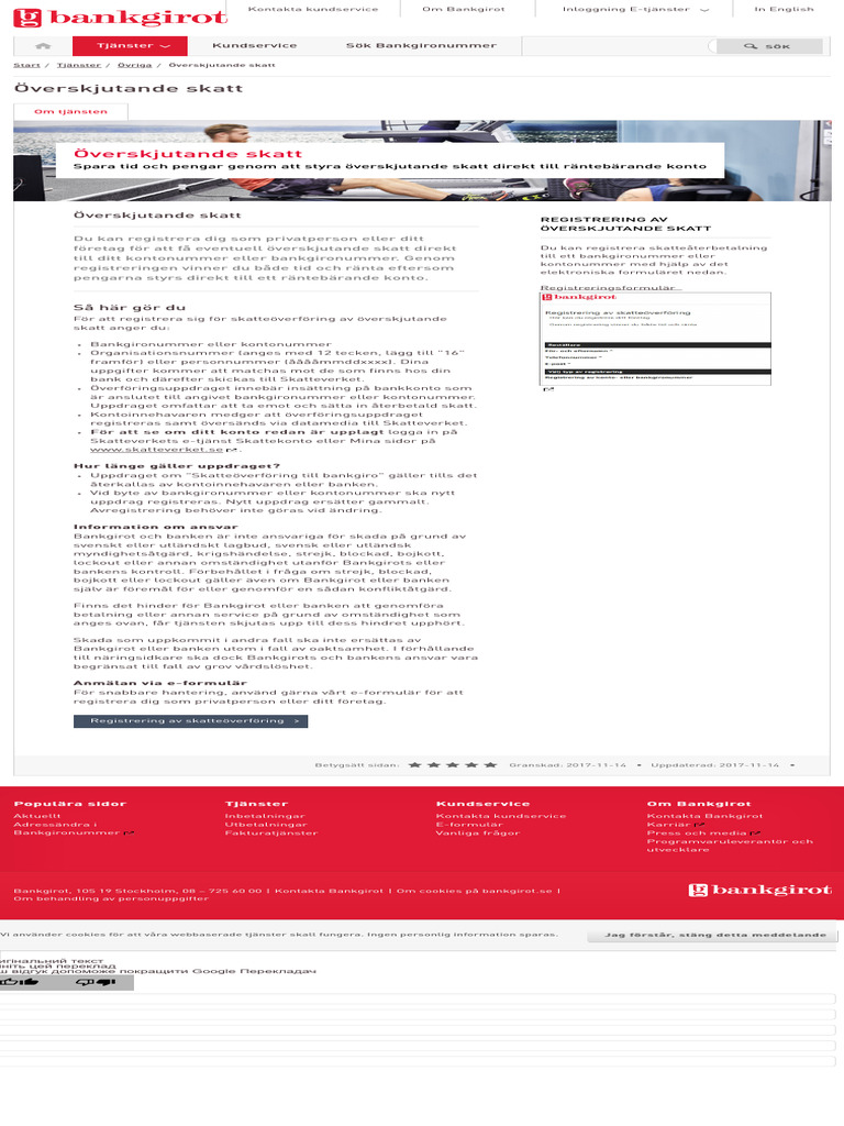 Överskjutande Skatt - Bankgirot | PDF
