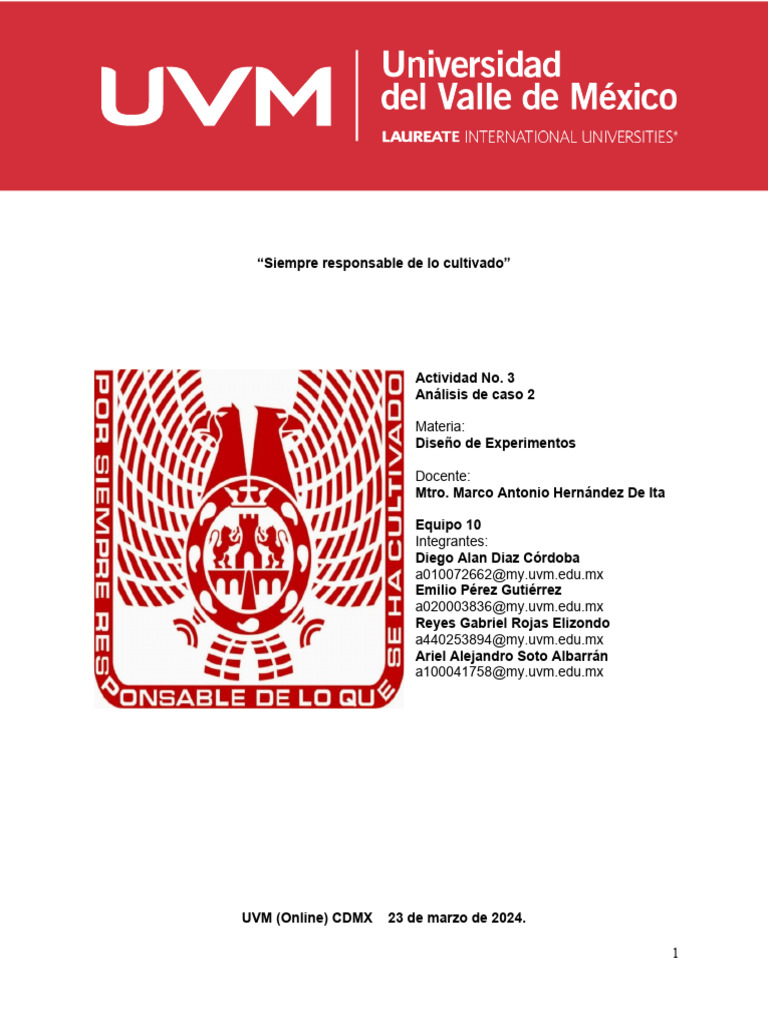 A3 final | PDF | Análisis de variación | Diferencia