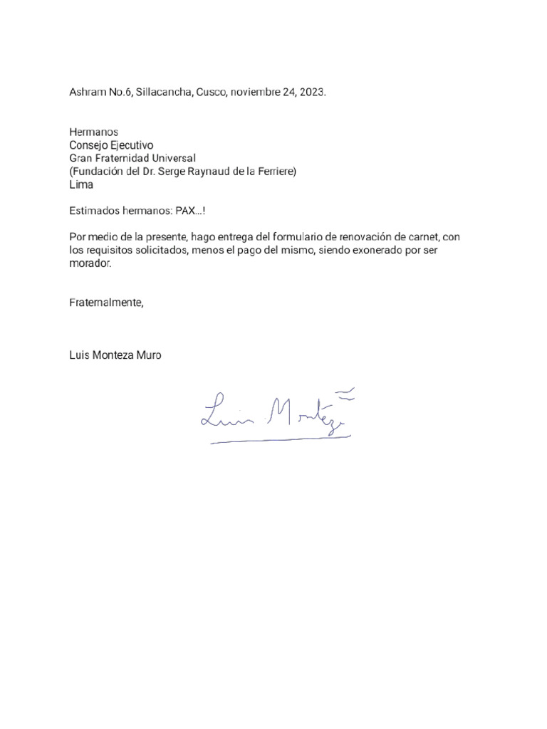 Carnet Luis Monteza - Signed | PDF