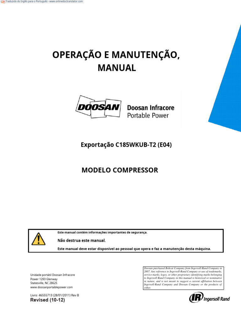COMPRESSOR DOOSAN - En.pt MANUAL | PDF | Válvula | Motores