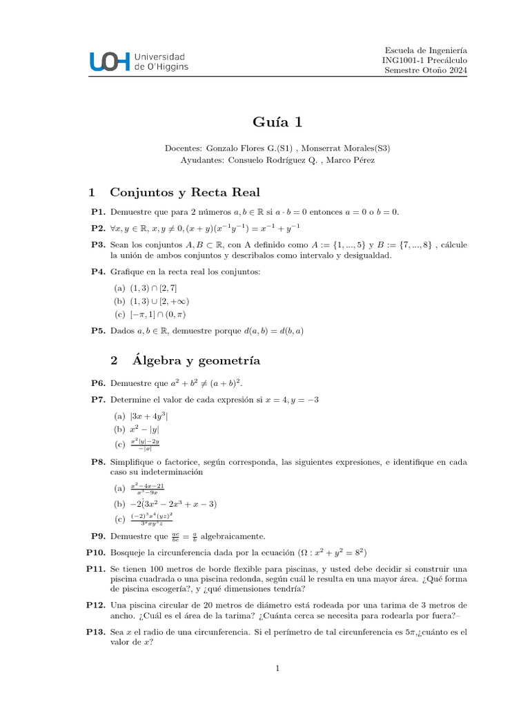 Guía de Precálculo: Conjuntos y Ecuaciones | PDF | Red eléctrica ...