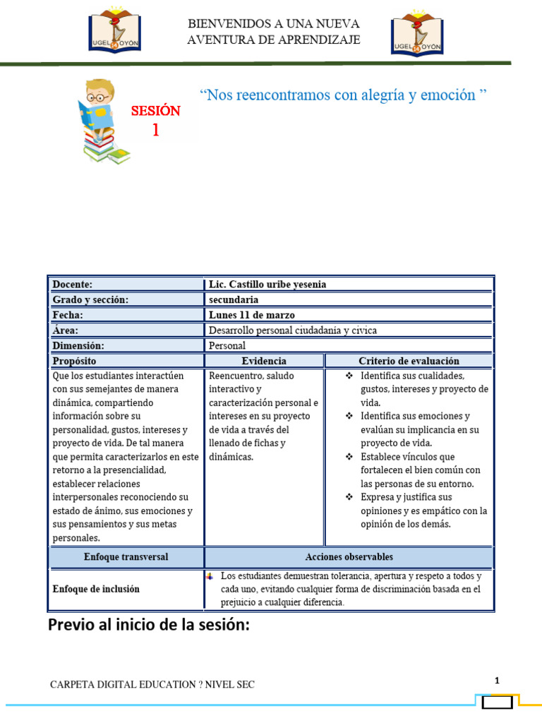 Sesion 1 Conociendo Mis Emociones Porras Pdf Las Emociones