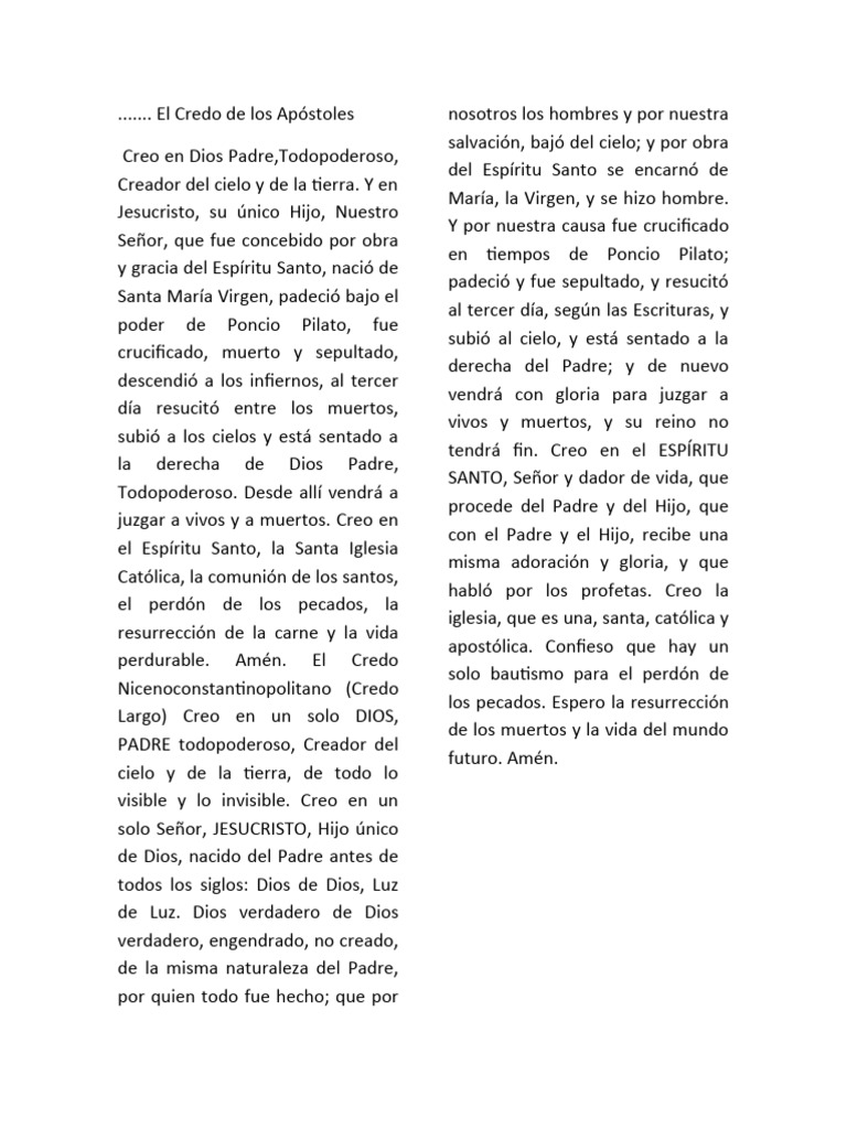 El Credo de Los Apóstoles | PDF | María, madre de Jesús | espíritu Santo