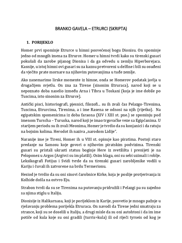 Branko Gavela - Etrurci (Skripta) | PDF