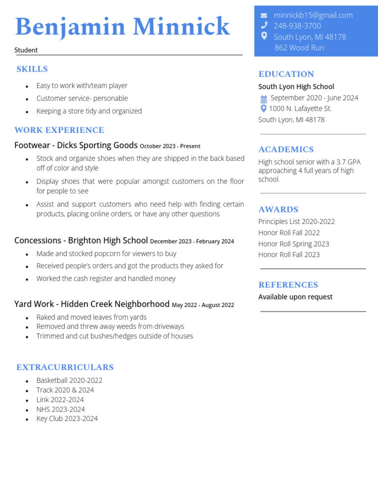 Ben Minnick Resume | PDF