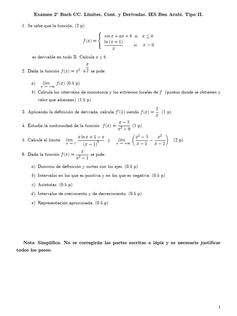 Examen 2º Bachi CC 1º 1º Trimestre IES Ben Arabi 23-24 Tipo II | PDF ...