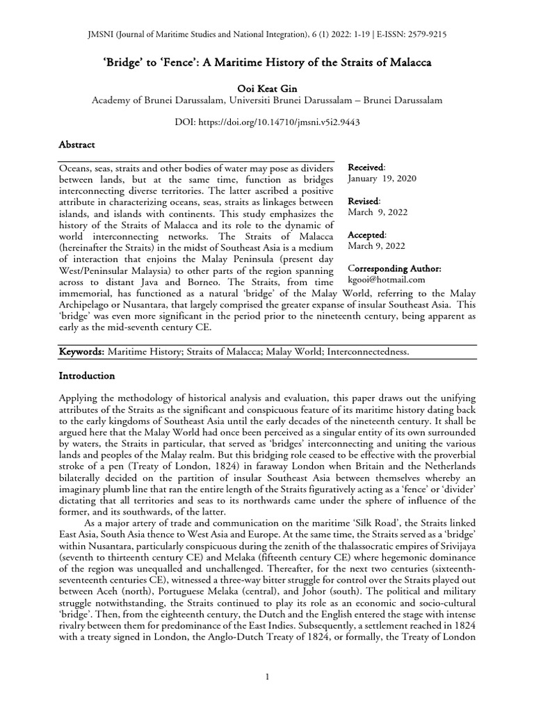 Bridge' To Fence' - A Maritime History of The Straits of Malacca | PDF ...