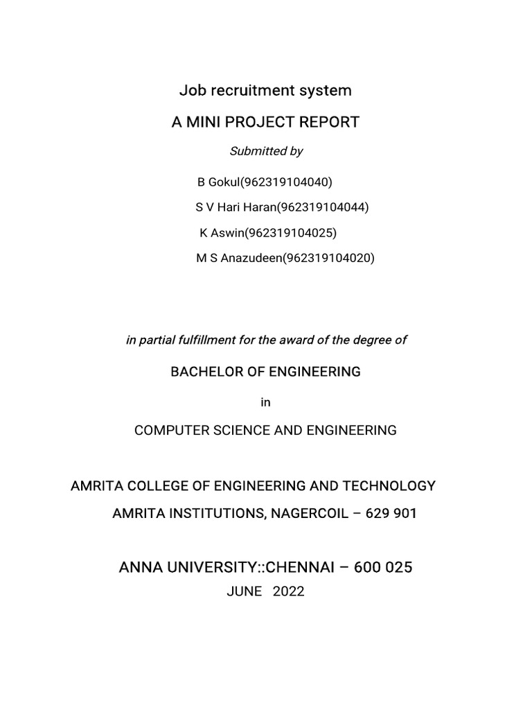 Mini Project Report-Sample New | PDF Mini Project Report-Sample New | PDF