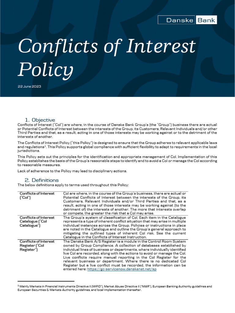 Conflict of Interest Policy | PDF | Conflict Of Interest | Risk