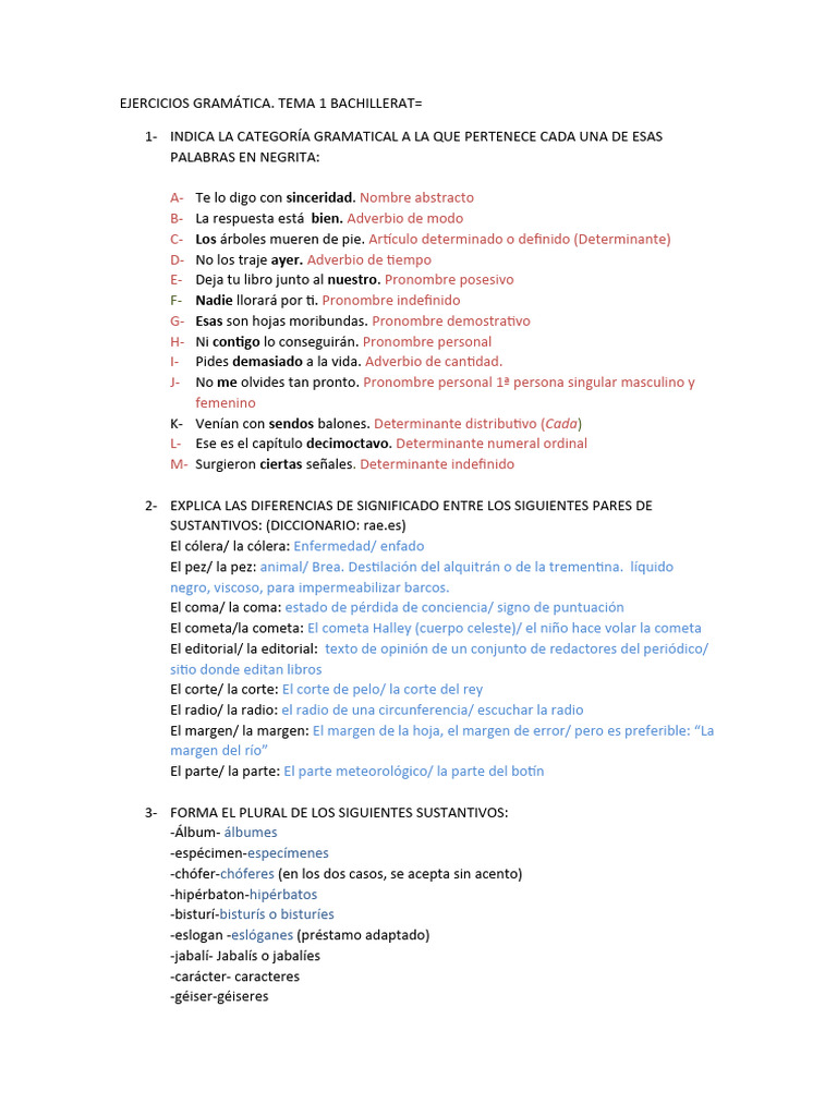 ejercicios gramática (1) | PDF | Verbo | Conjugación gramatical