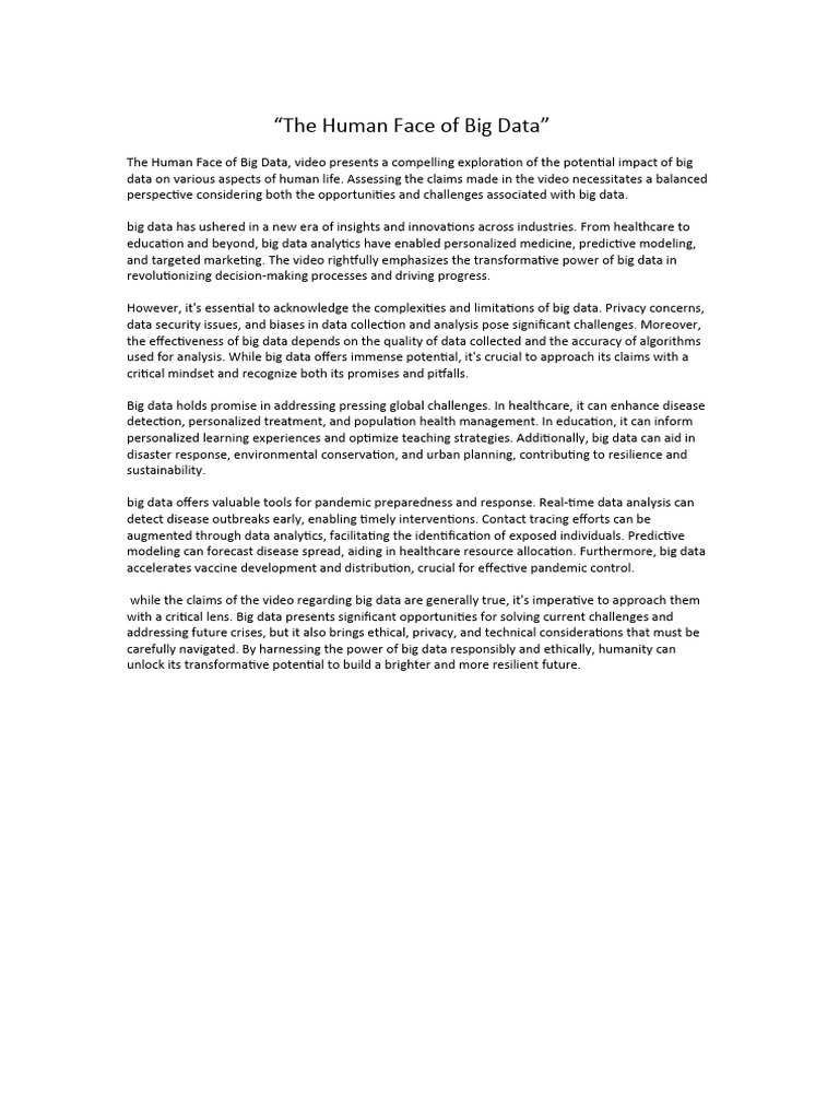 Big Data's Impact on Humanity | PDF | Big Data | Analytics