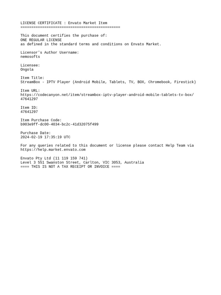 Streambox Iptv Player Android Mobile Tablets TV Box License | PDF ...