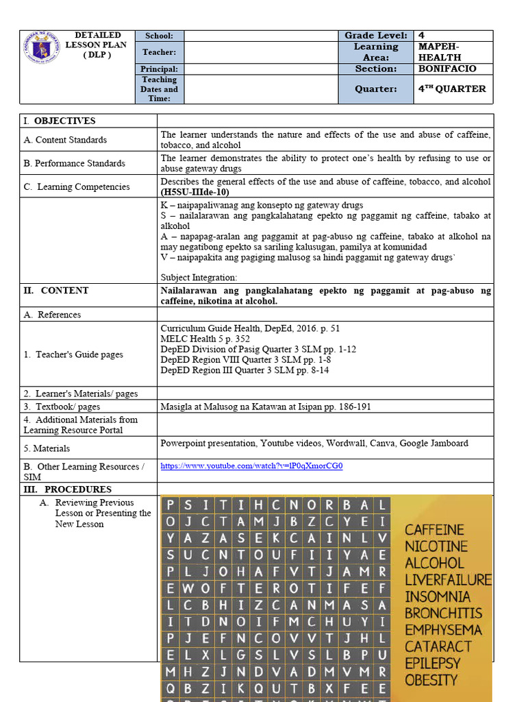 DLP MAPEH 5 Health Q3 - W3 COT 2 2021 2022 | PDF