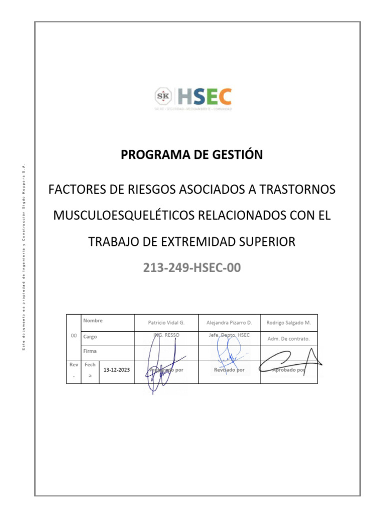 Programa Tmert SK | PDF | Riesgo | Factores humanos y ergonomía