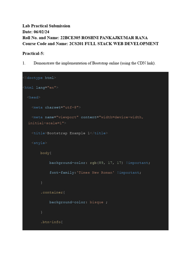 Bootstrap Implementation (Student Registration Form) | PDF | Cakes | Food And Drink Preparation