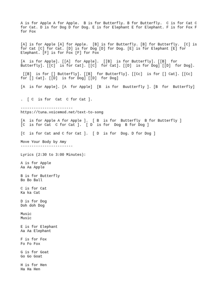 A For Apple Lyrics Pdf