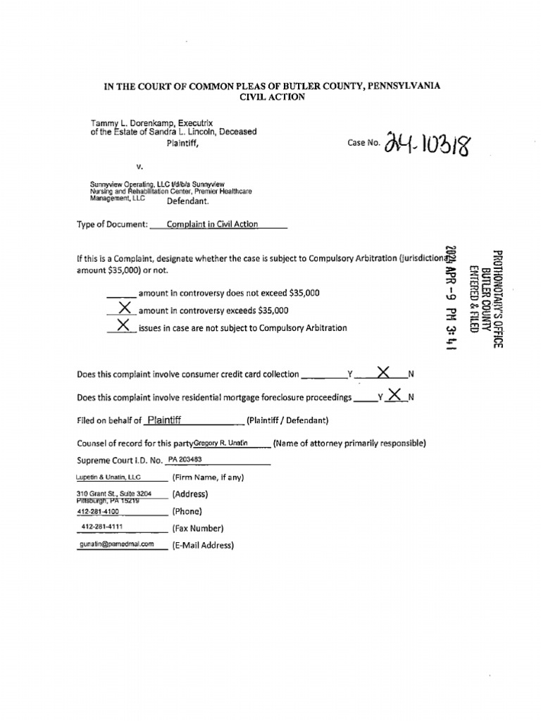 Pressdee Lawsuit ButlerCo SandraLincoln | PDF