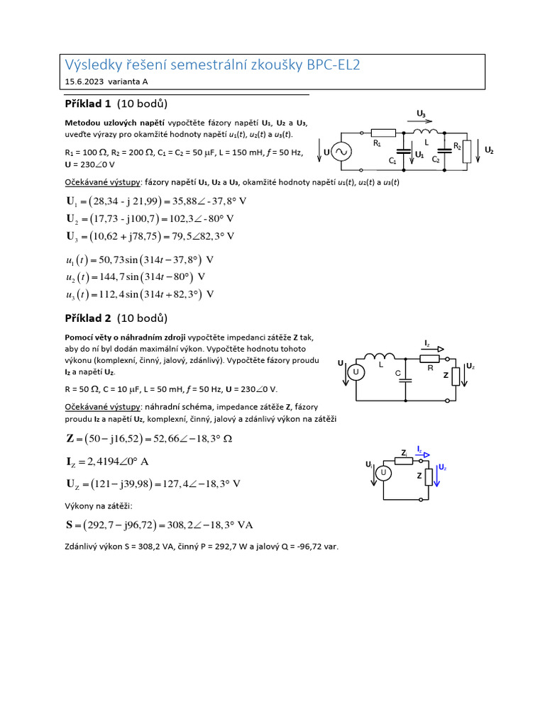 Výsledky BPC-EL2 T3A 2023 | PDF
