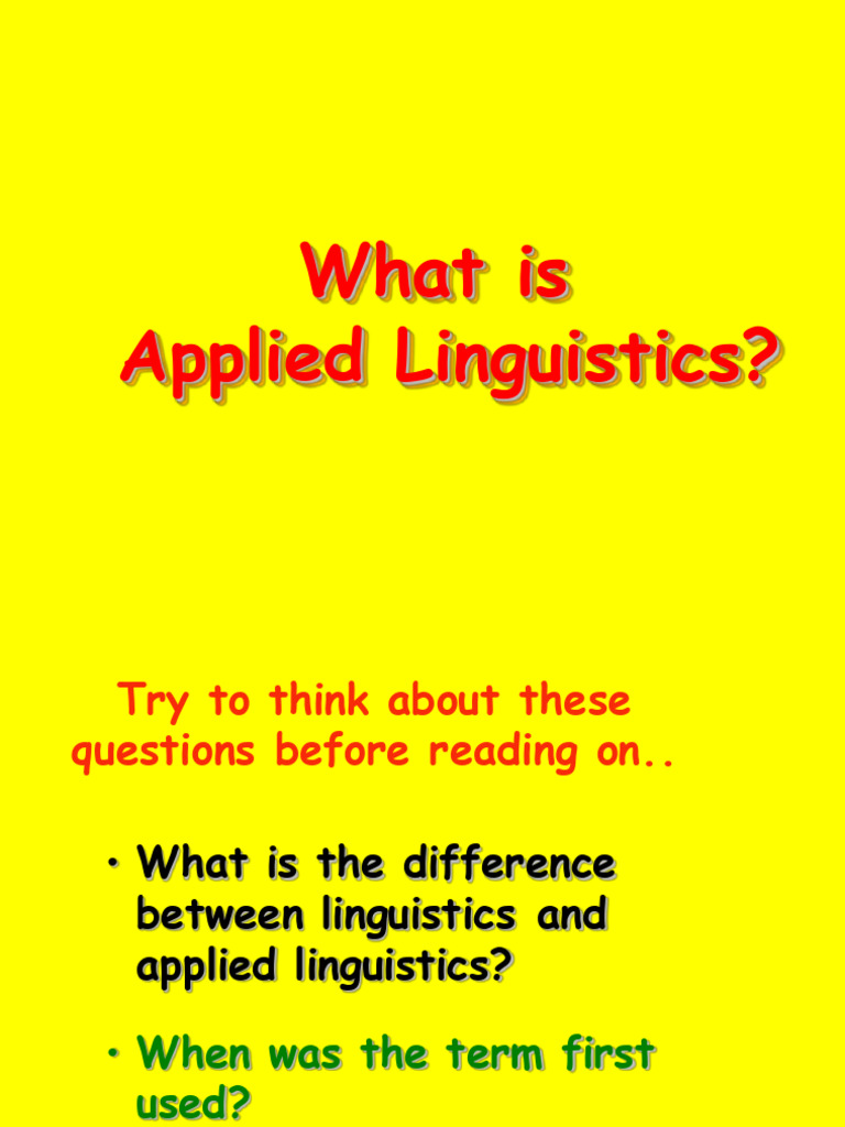 What Is Applied Linguistics-1 | PDF | Career & Growth | Foreign ...