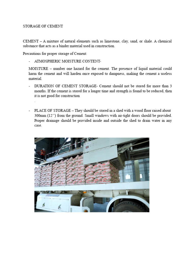 Storage of Cement Form | PDF
