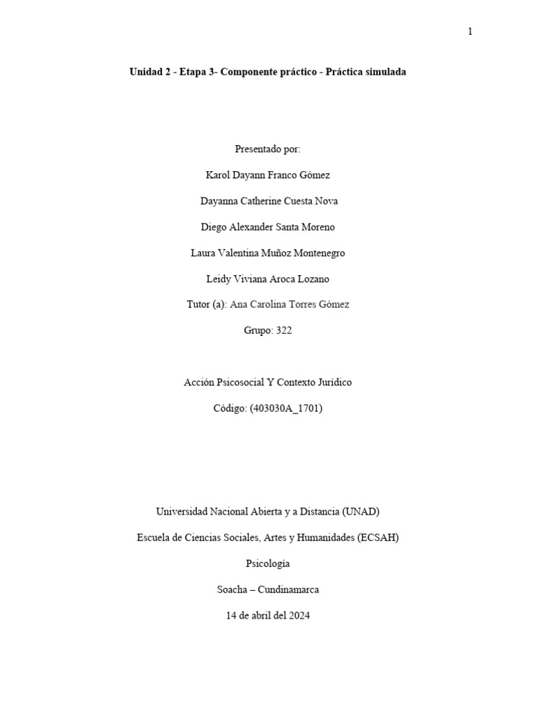 Unidad 2 - Etapa 3 - Componente Práctico - Práctica Simulada | PDF ...