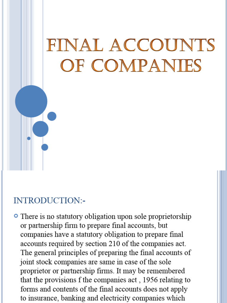 Final Accounts of Companies | Download Free PDF | Dividend | Expense