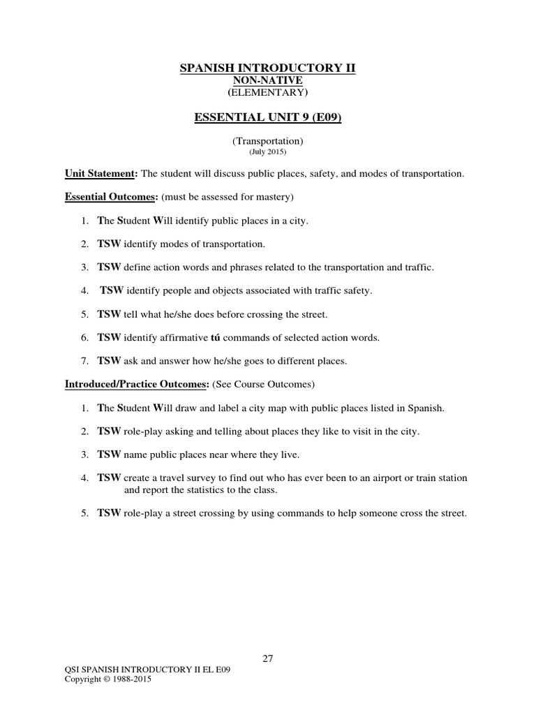 Spanish Intro Ii E09 | PDF | Reading Comprehension | Vocabulary