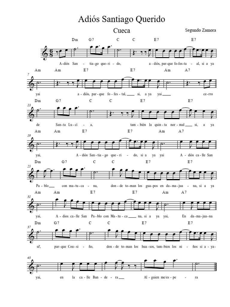 Adiós Santiago Querido - Cueca | PDF