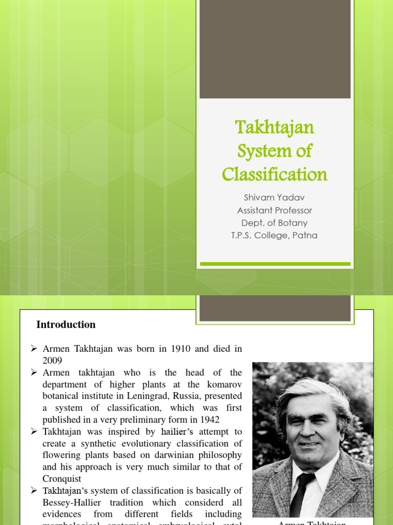 Takhtajan Classification System Overview | PDF | Plants | Botany