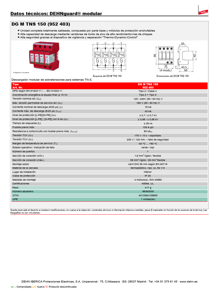 Datos Técnicos: Dehnguard® Modular DG M Tns 150 (952 403) : Tipo ...