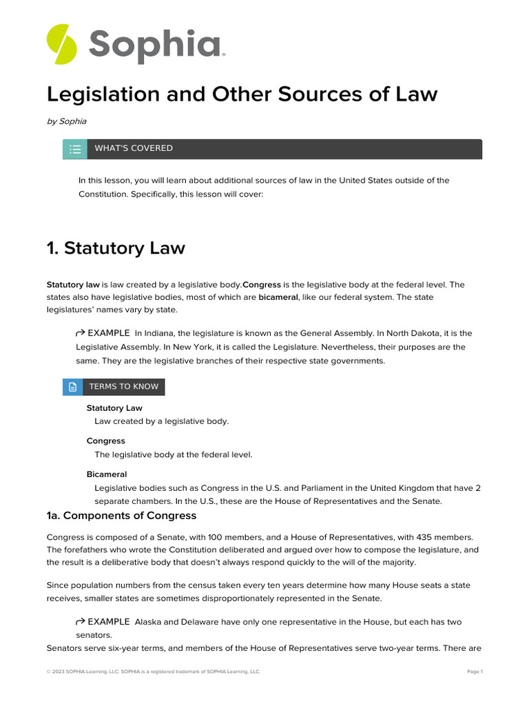Legislation and Other Sources of Law | Download Free PDF | Precedent ...