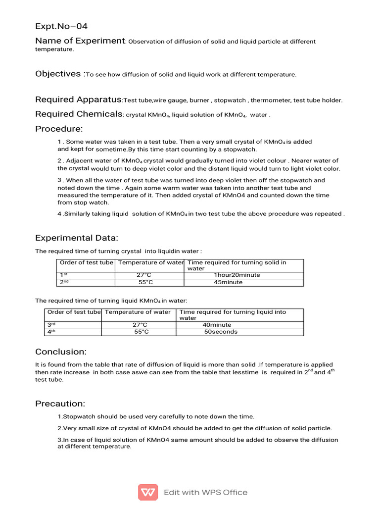 SSC Exp 4 (Diffusion) | PDF | Technology & Engineering