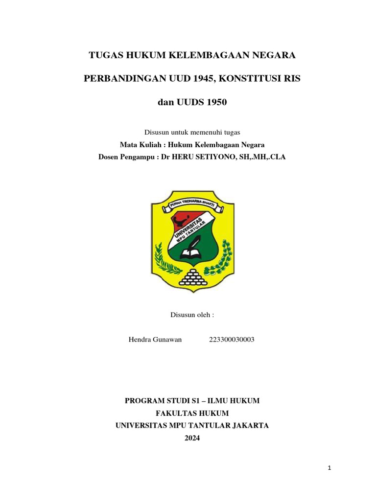 Perbandingan UUD 1945 dan Konstitusi RIS | PDF | Ilmu Sosial | Sejarah