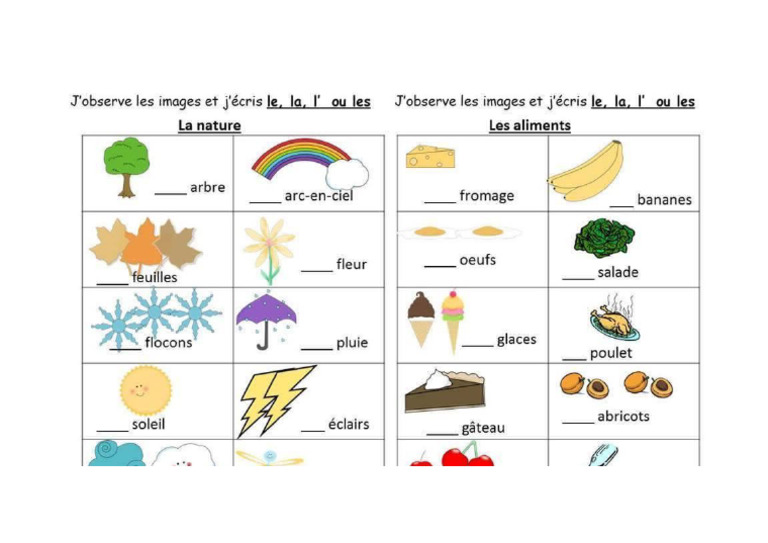Enfants - Exercice - Les Articles Définis | PDF