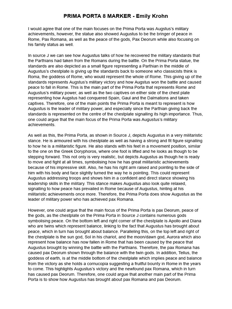 Prima Porta 8 Marker - Emily Krohn | PDF | Augustus | Cupid