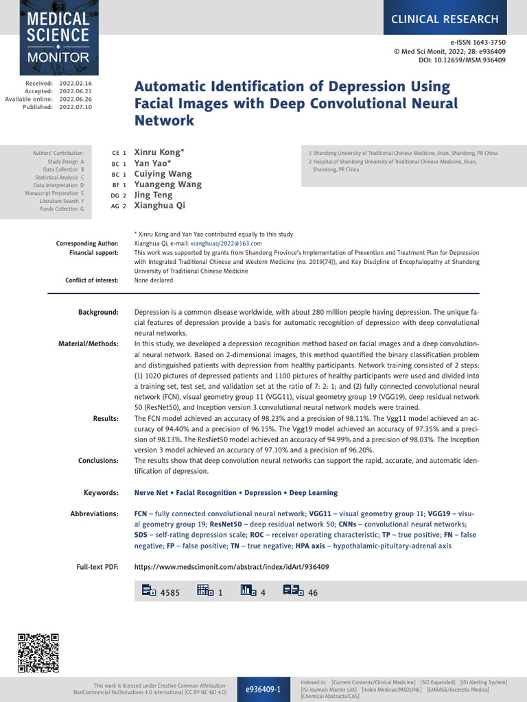 Medscimonit 28 E936409 | PDF | Deep Learning | Sensitivity And Specificity