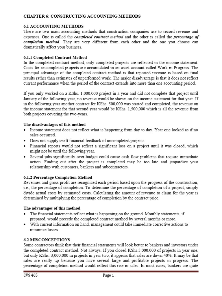 Construction Accounting Methods | PDF | Debits And Credits | Net ...