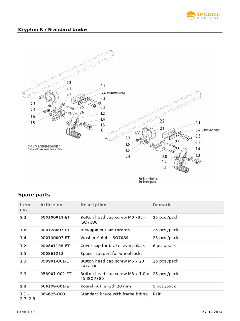 Krypton R - Standard Brake - 20240227 - 184253 | PDF | Screw