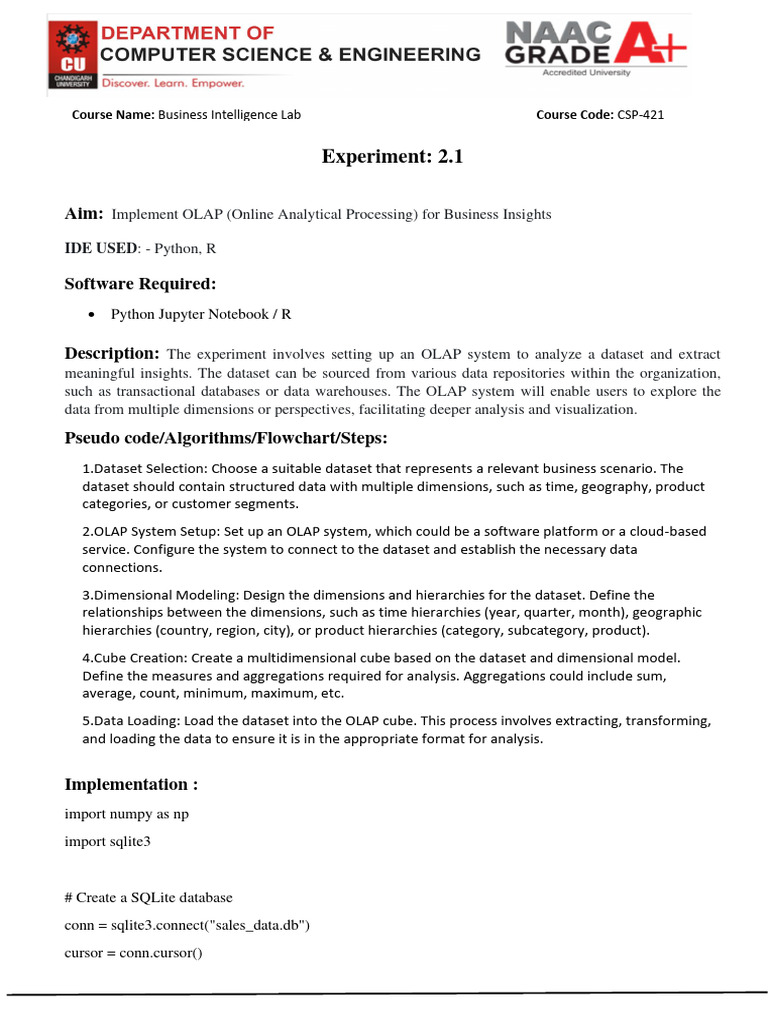 OLAP Implementation for Business Insights | PDF | Databases | Computing