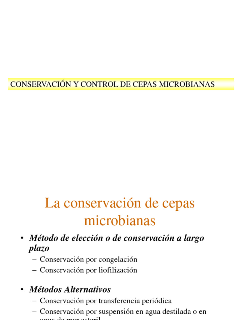 Métodos de Conservación de Cepas Microbianas | PDF | Agua | Microorganismo
