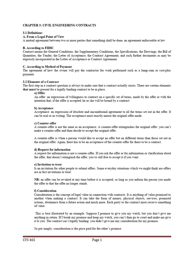CVS 465 - Chapter 3 - Civil Engineering Contracts | PDF | Specification ...